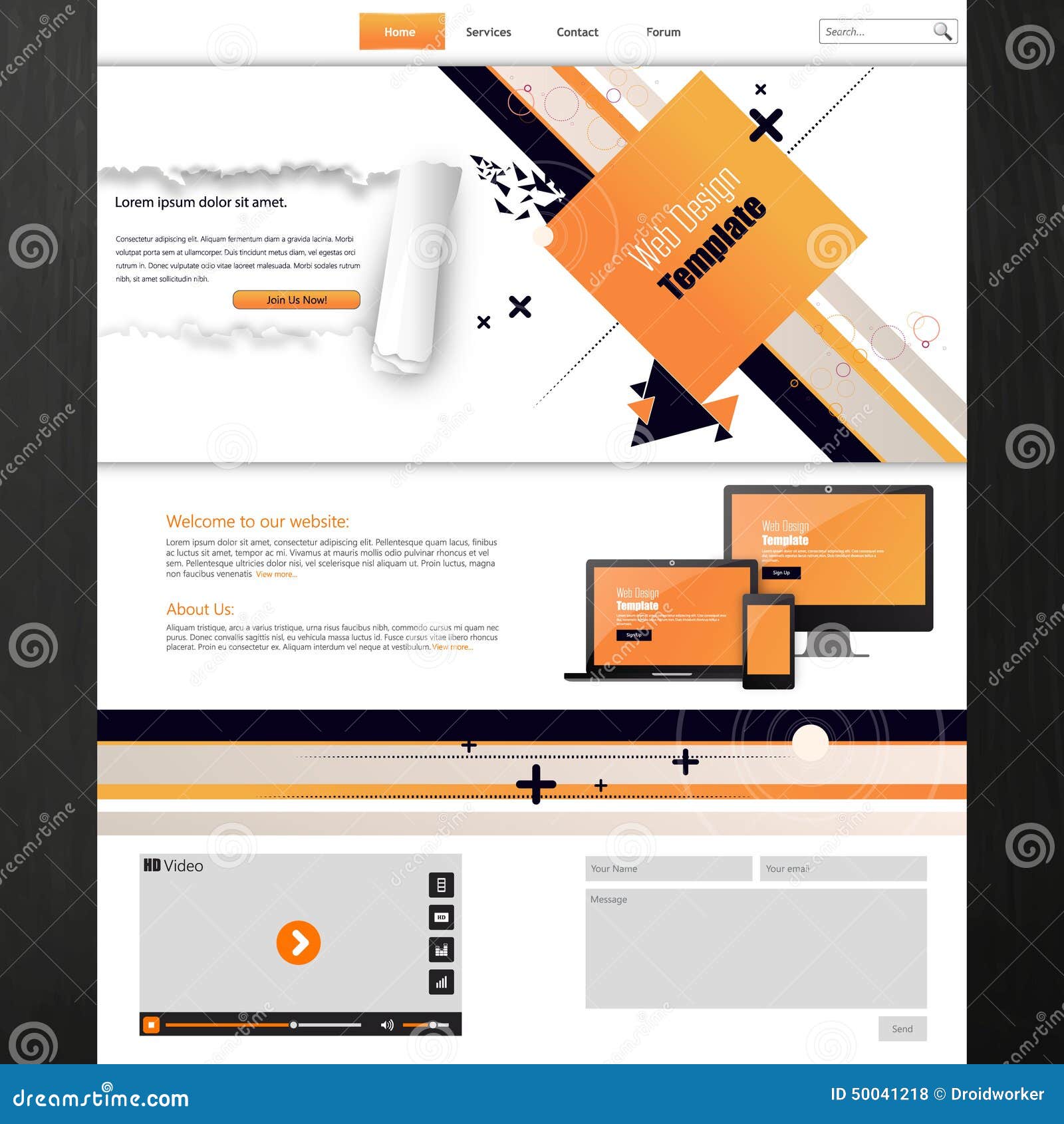 Website Template for Business Presentation with Abstract Design. Vector ...
