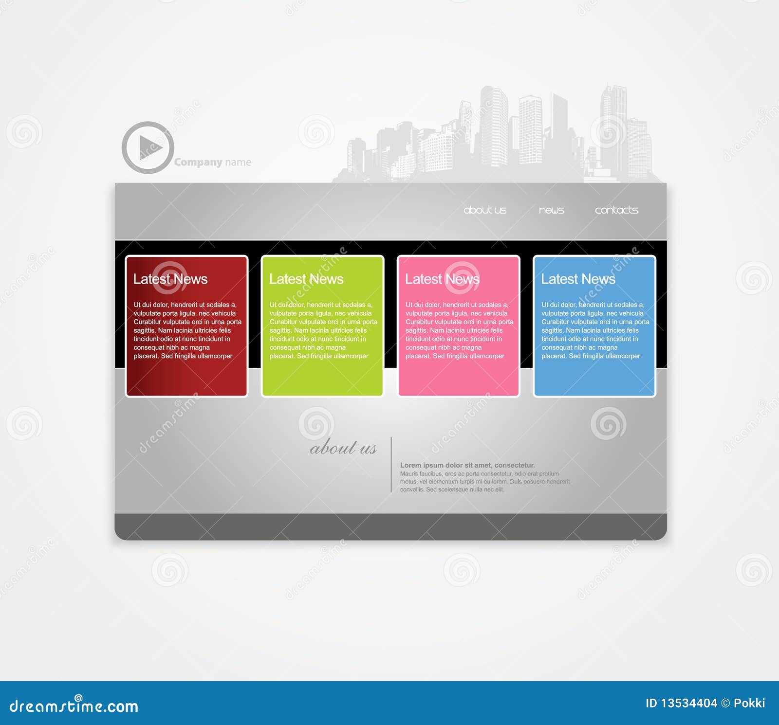 Website Template with City. Stock Vector - Illustration of banner ...