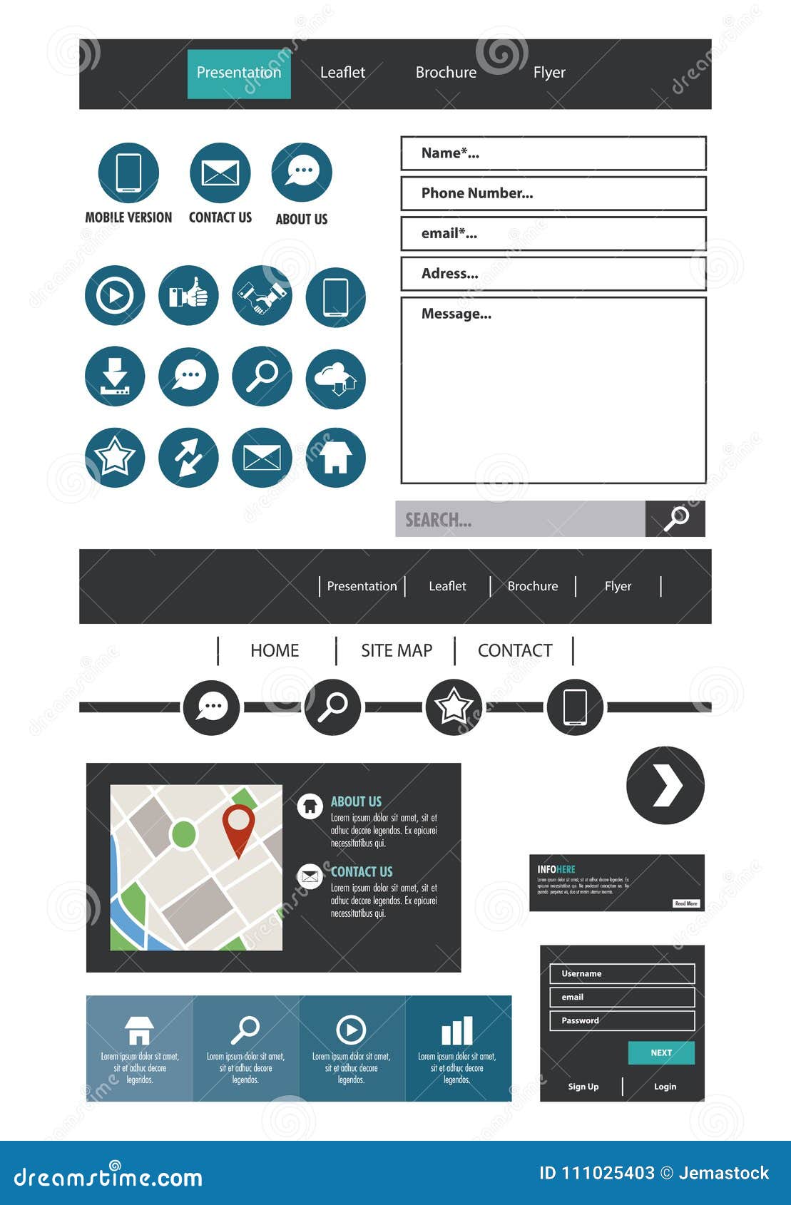 Website Template Contact Box Stock Vector - Illustration of online ...