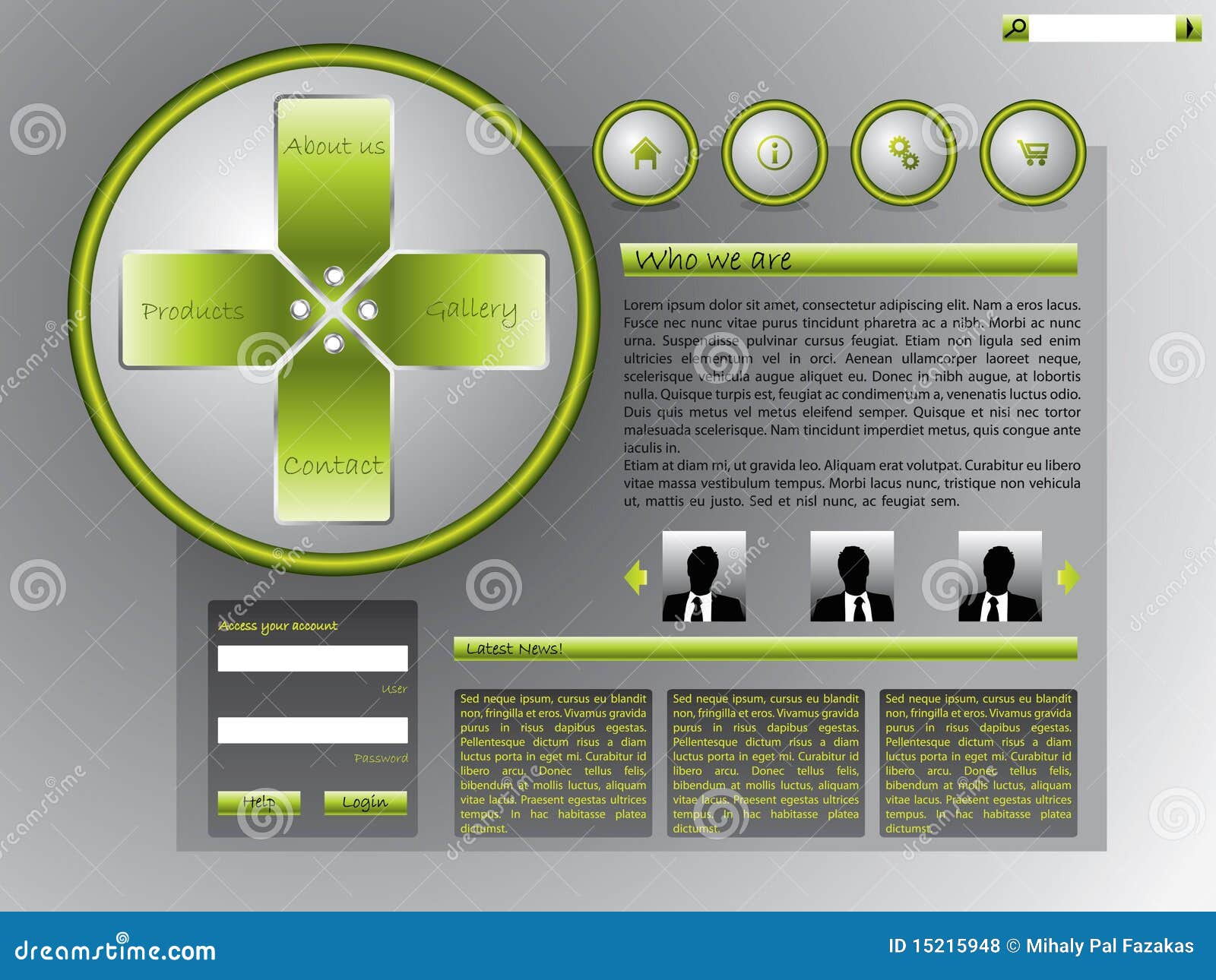 Website Template with Cool Labels and Buttons Stock Vector ...