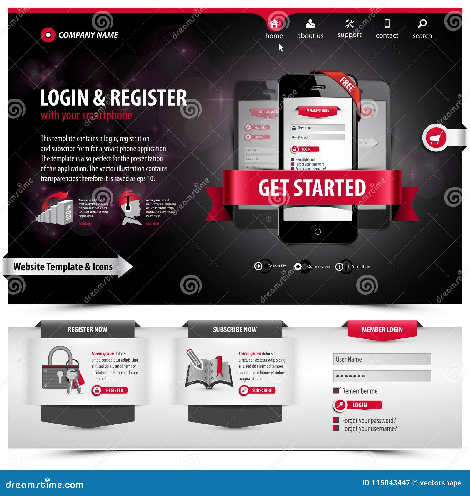 Login And Register Form Page. Login, Registration And Forgot Password ...