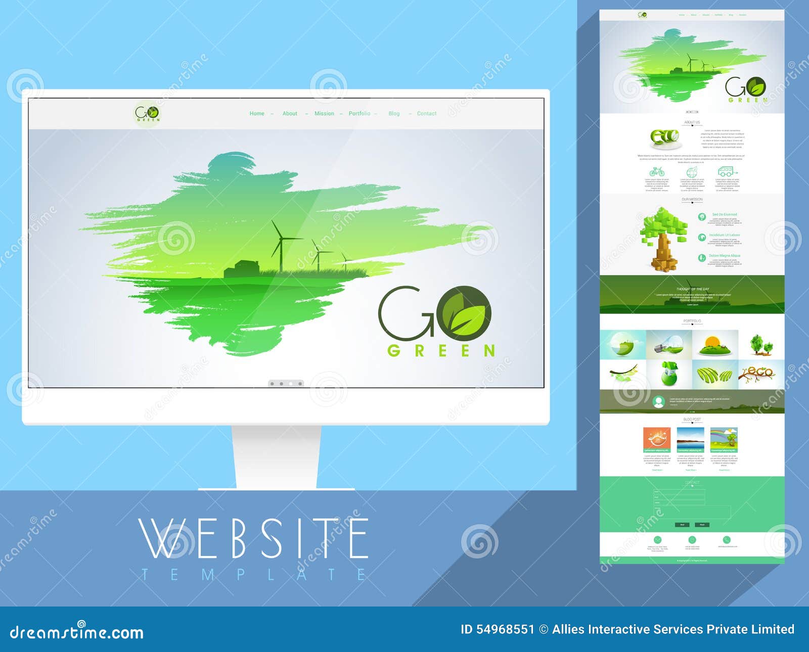 Website Template Design for Ecology Concept. Stock Illustration ...