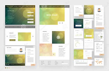 Website Template Design with Interface Elements Stock Vector ...