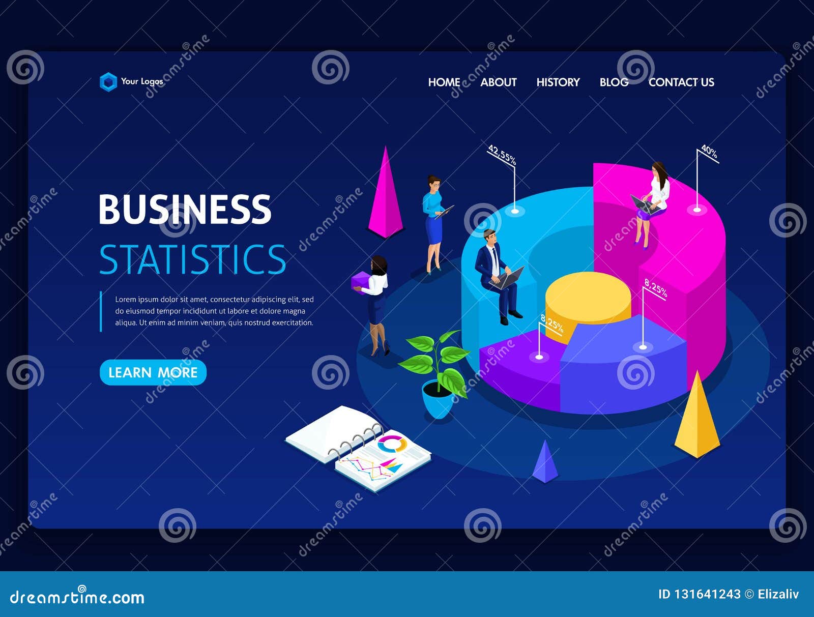 Website Template Design. Isometric Concept Work Consulting Company for ...