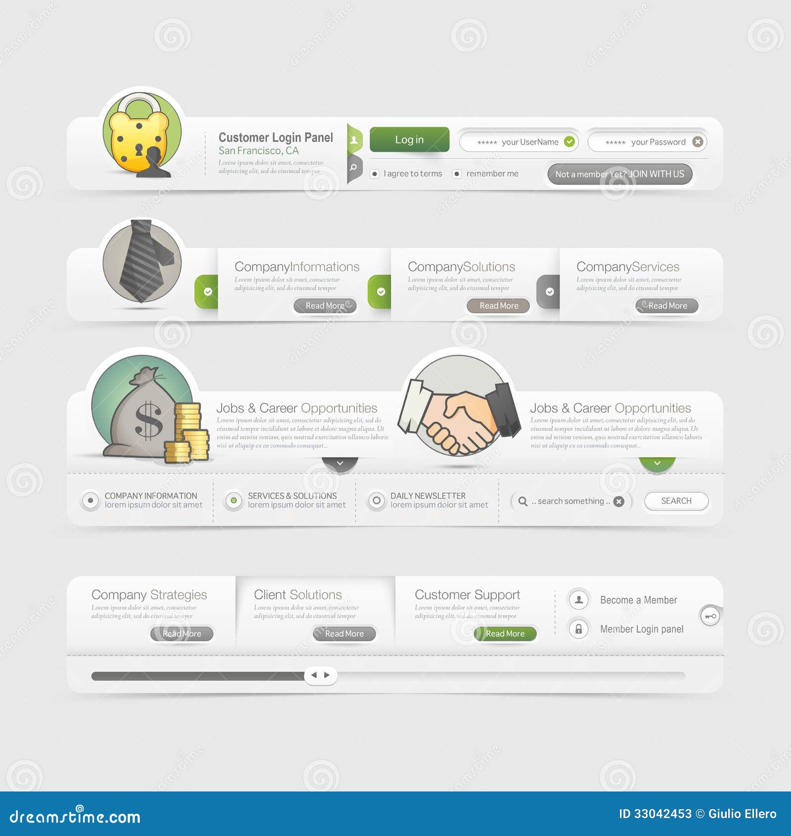 Website Template Design Menu Navigation Elements with Icons Set. Stock ... Website Template Design Menu Navigation Elements with Icons Set. Stock ...