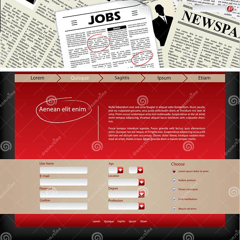 Website Template Design with Newspaper Header Stock Vector ...