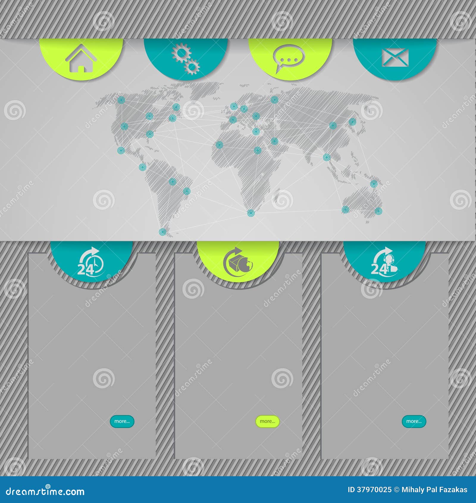 Website Template Design with World Map Stock Vector - Illustration of ...