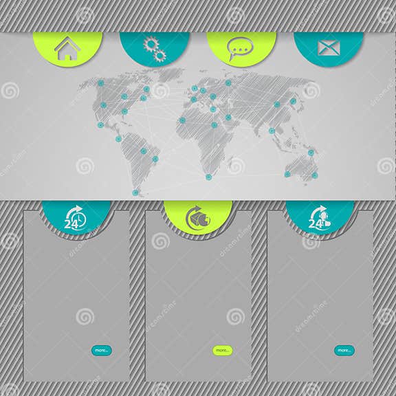 Website Template Design with World Map Stock Vector - Illustration of ...