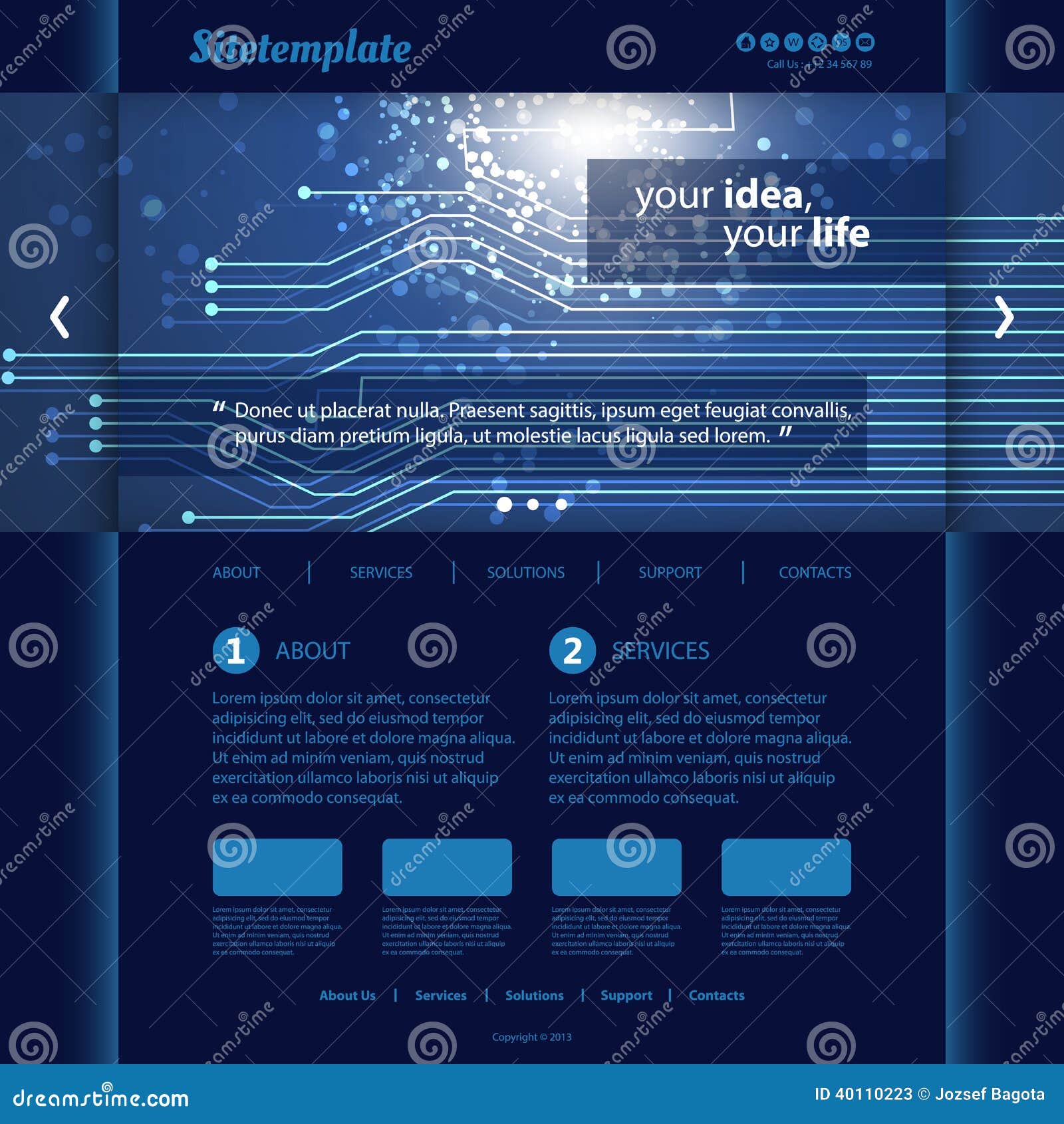 Website Template with Digital Connections Design Stock Vector ...