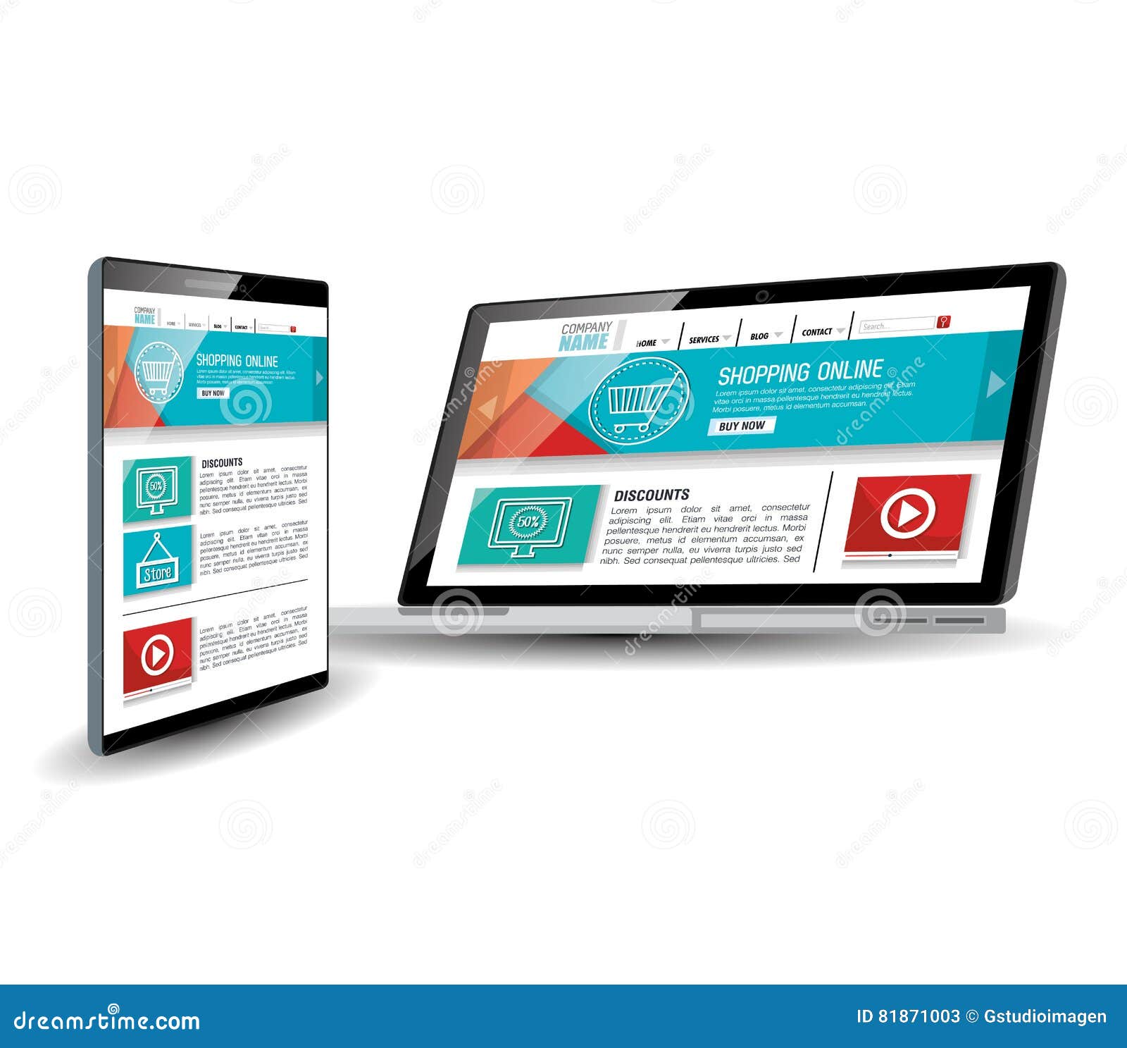 Website Template in Electronic Devices Stock Vector - Illustration of ...