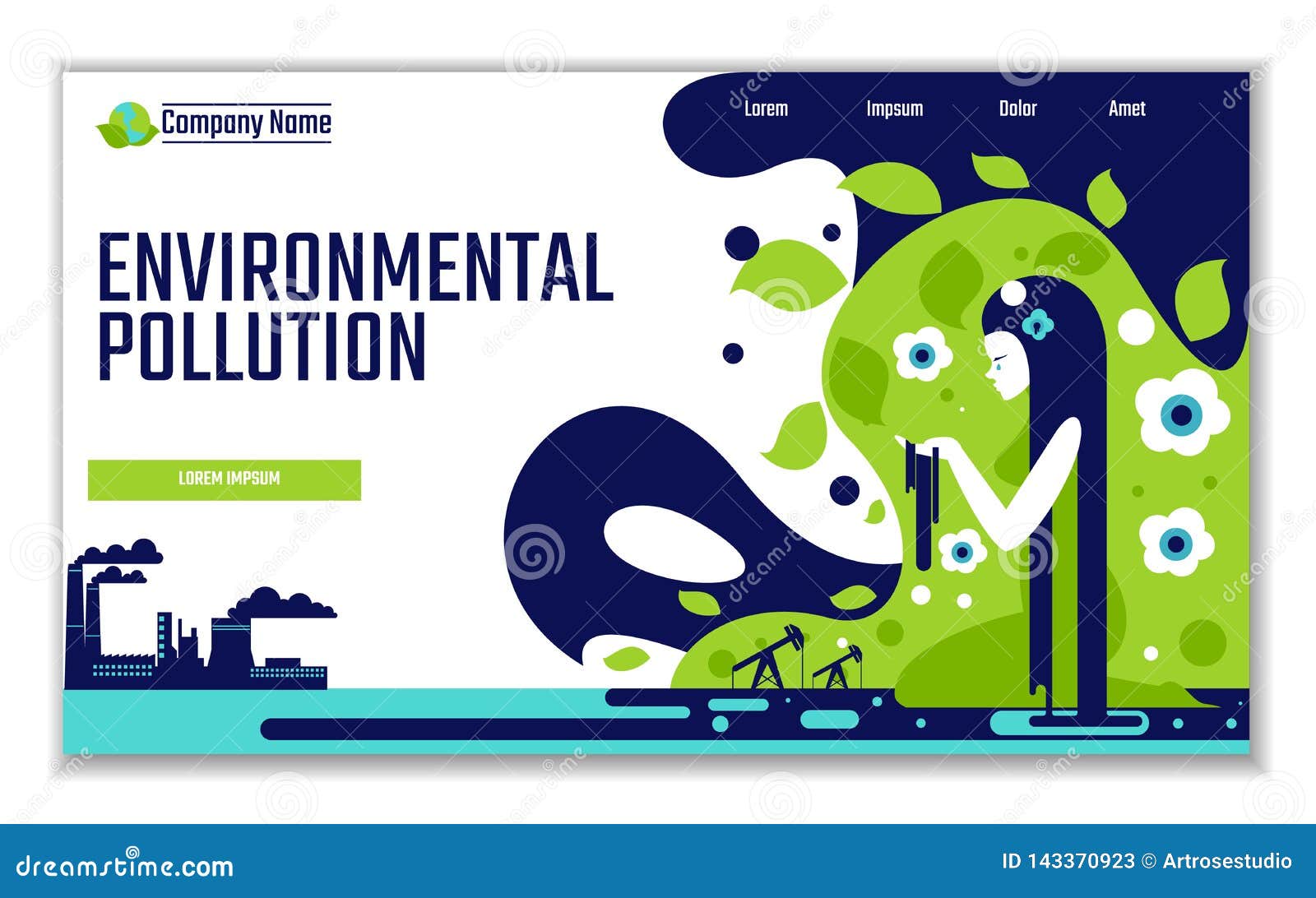 Website Template of Environmental Pollution Stock Vector - Illustration ...