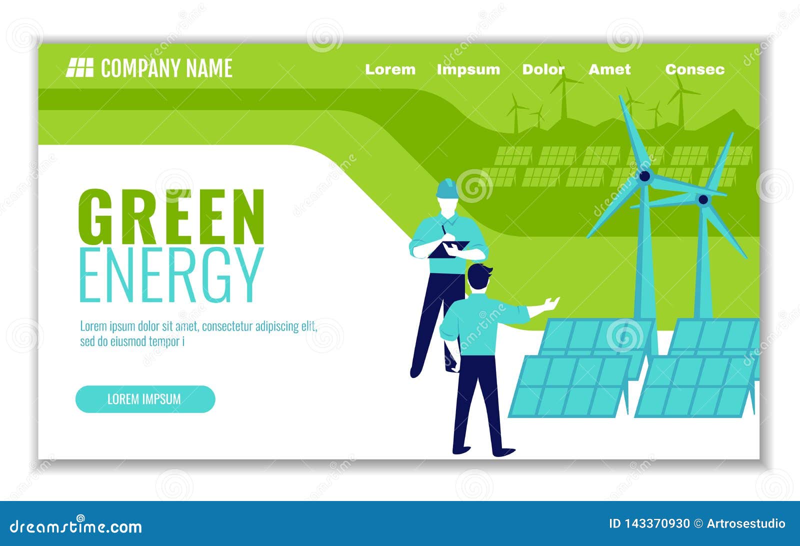 Website Template of Green Energy and Saving Ecology Stock Vector ...