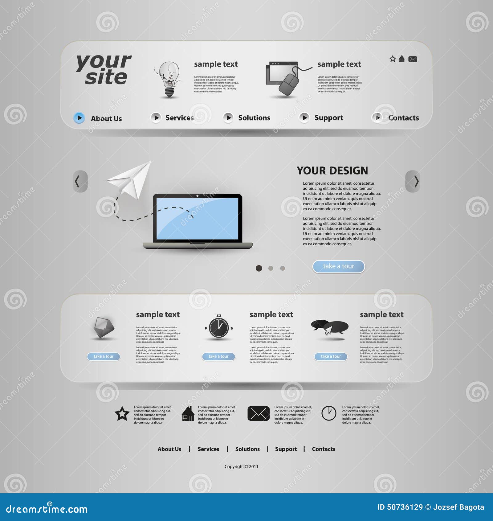 Website Template stock vector. Illustration of elements - 50736129