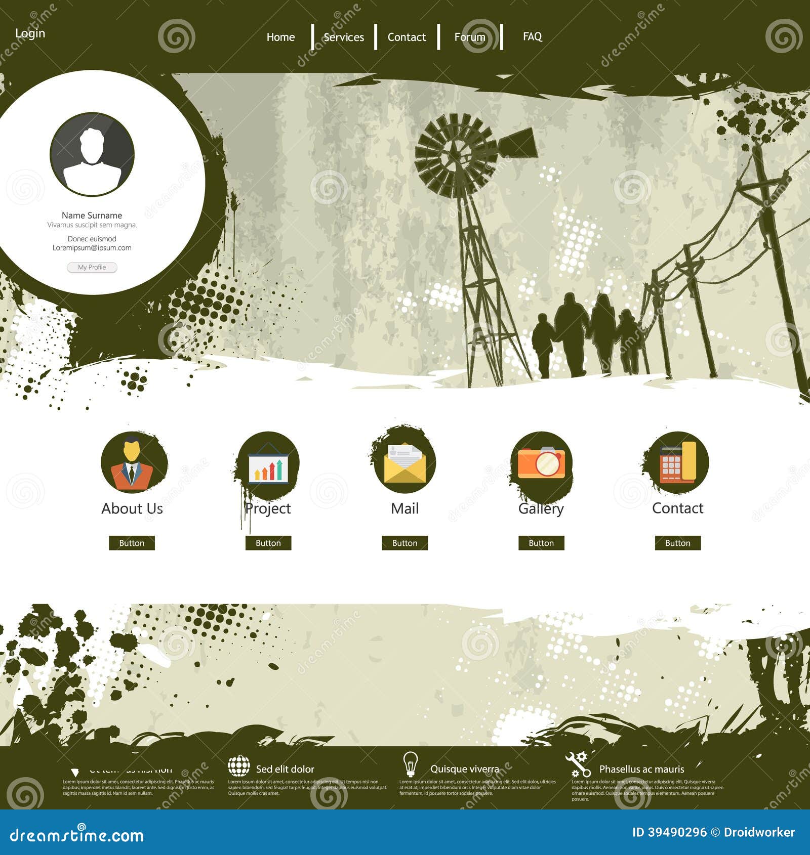 Website Template /Grunge Colorful Professional Design/ Stock Vector ...