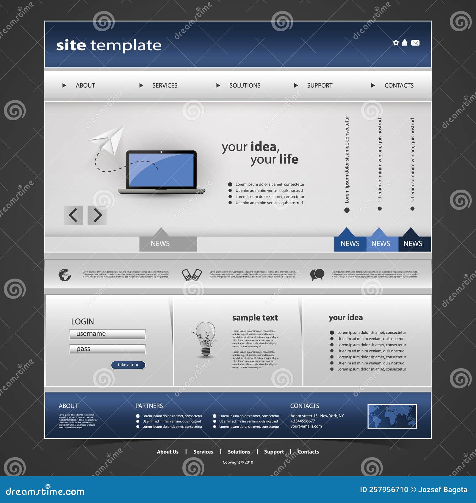 Website Template stock vector. Illustration of homepage - 257956710