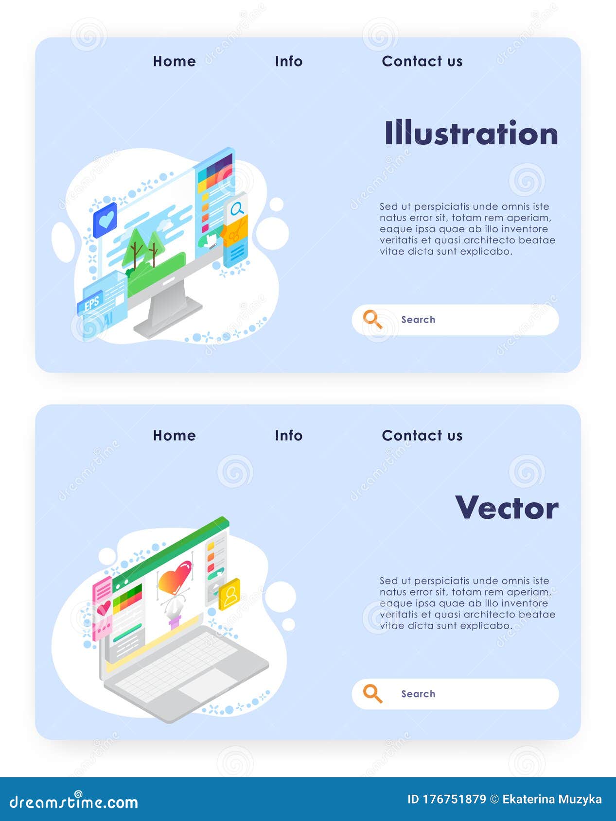 Vector Art Website Landing Page Design Template Set Stock Vector ...