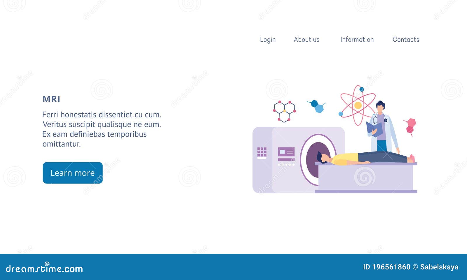 Website Template for MRI Tomography Diagnostic Scan, Flat Vector ...