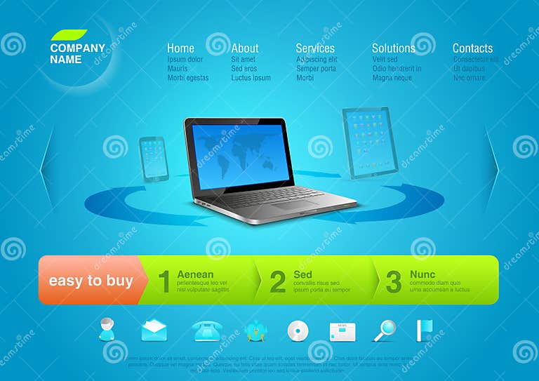 Website template: Notebook stock vector. Illustration of button - 24582616