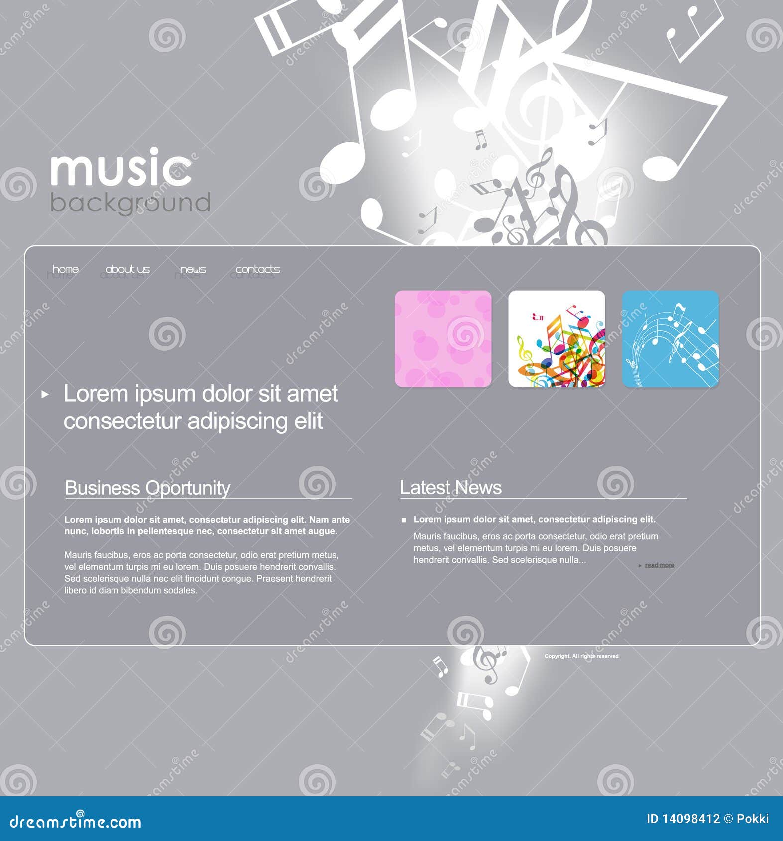 Website Template with Notes. Stock Vector - Illustration of colored ...