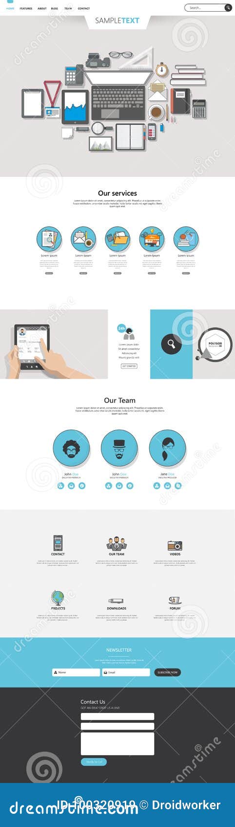 Website Template: One Page Flat Design Style Stock Vector ...