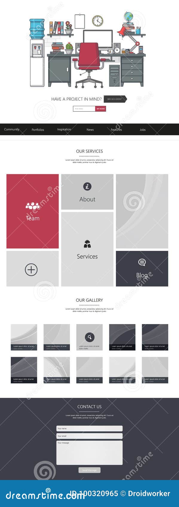 Website Template: One Page Flat Design Style Stock Vector ...