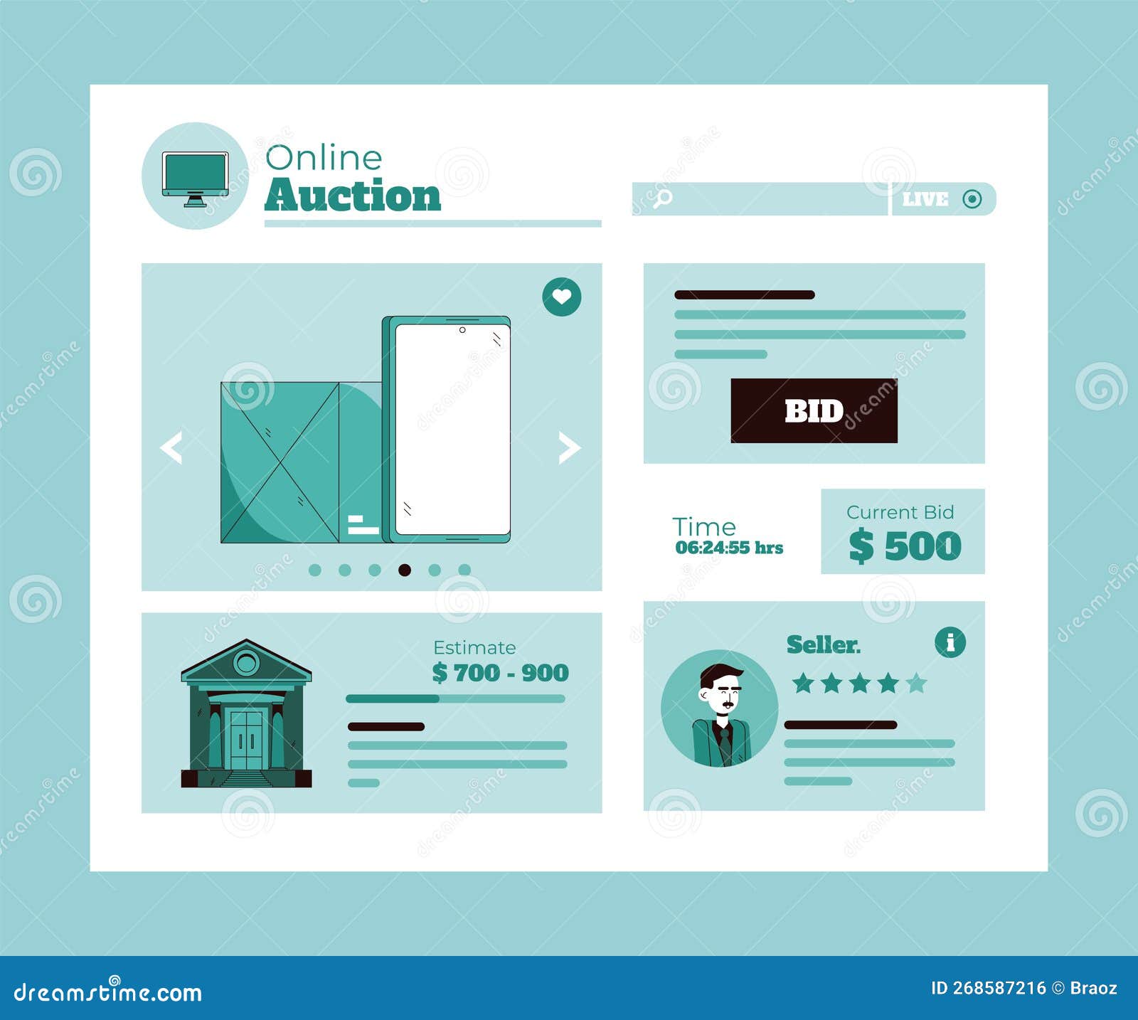 Website Template Onlie Auction Design Stock Vector - Illustration of ...