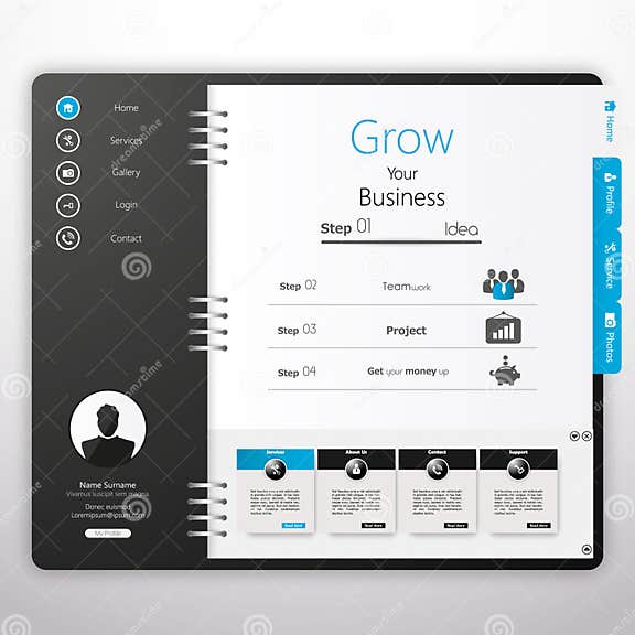 Website Template Open Notepad with Bookmarks Stock Vector ...