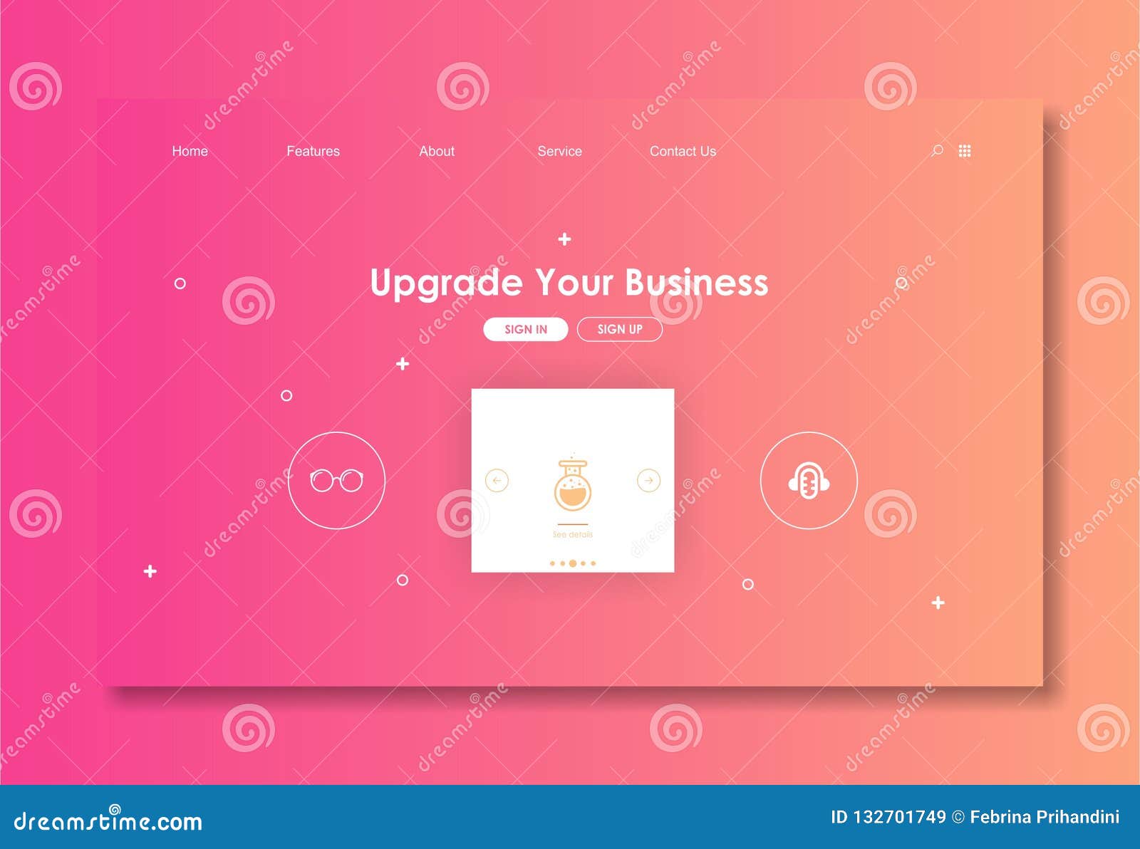 Website Template with Pink Background Stock Vector - Illustration of ...