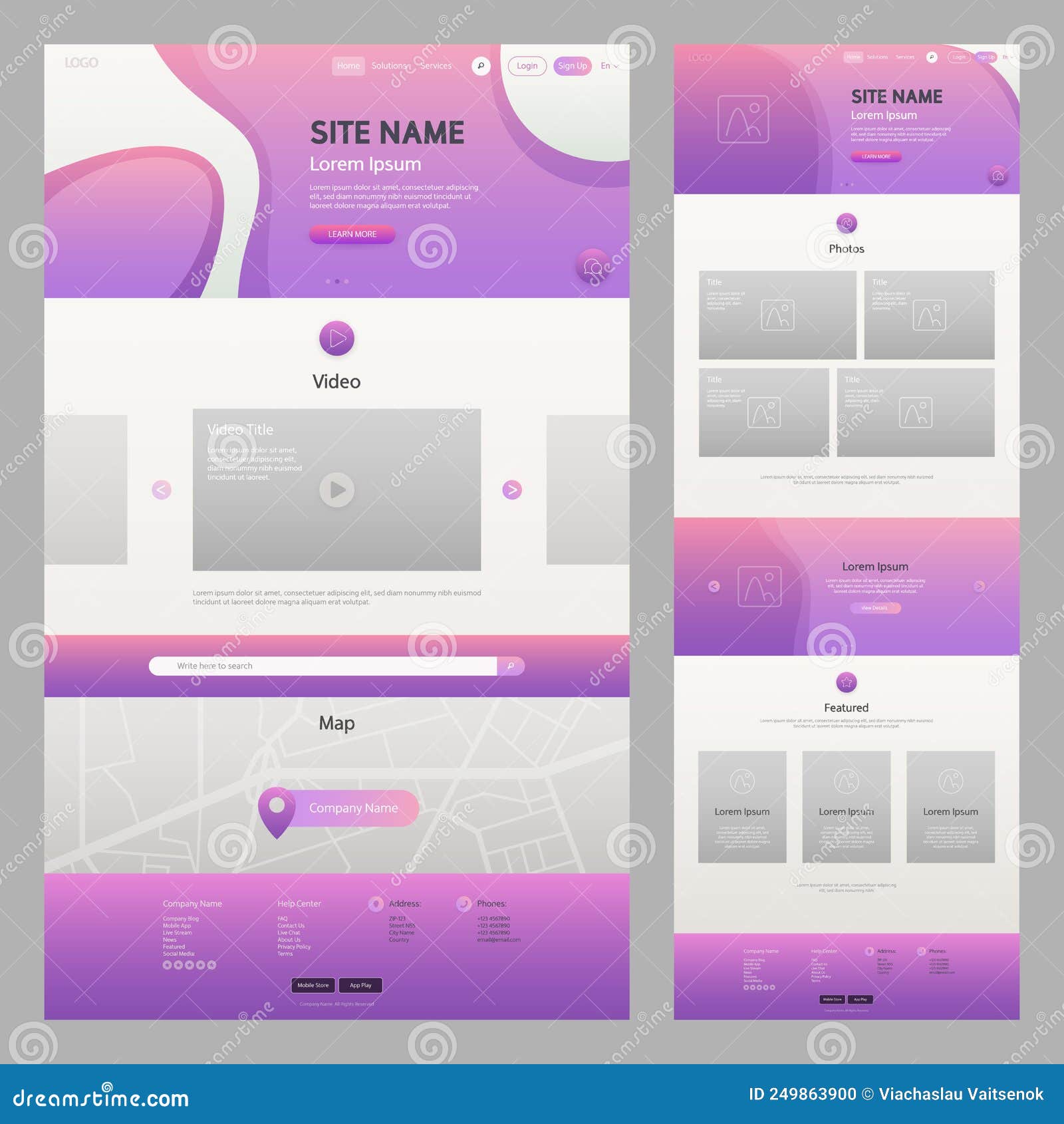 Website Template Purple stock vector. Illustration of abstract - 249863900