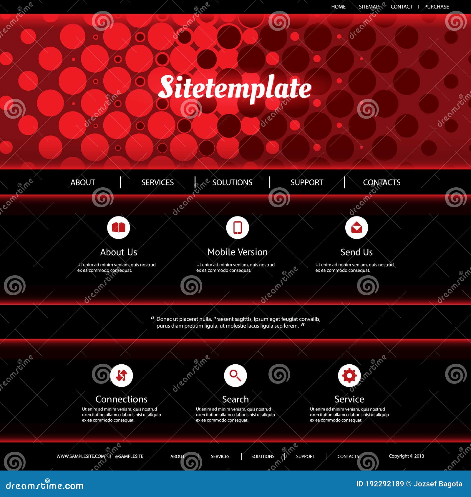Website Template with Red Abstract Background Stock Vector ...