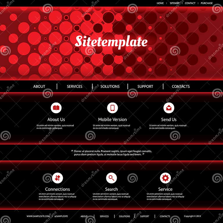 Website Template with Red Abstract Background Stock Vector ...