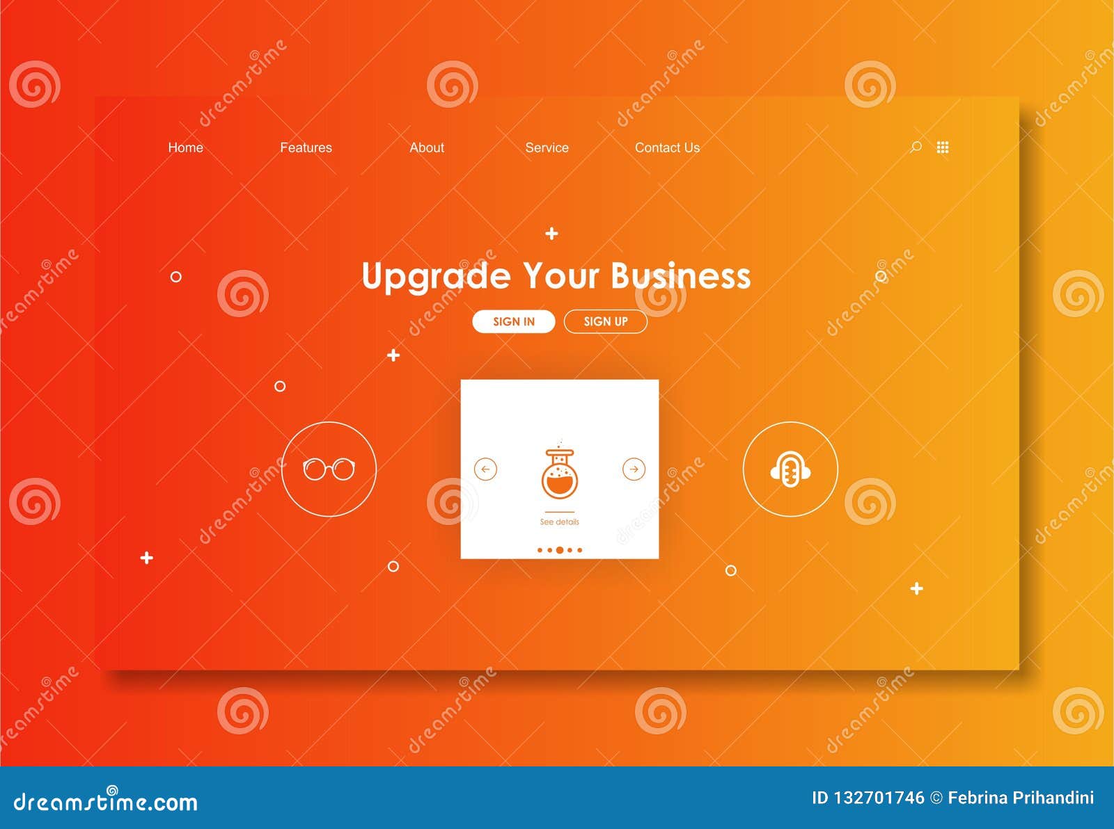 Website Template with Red Background Stock Vector - Illustration of ...