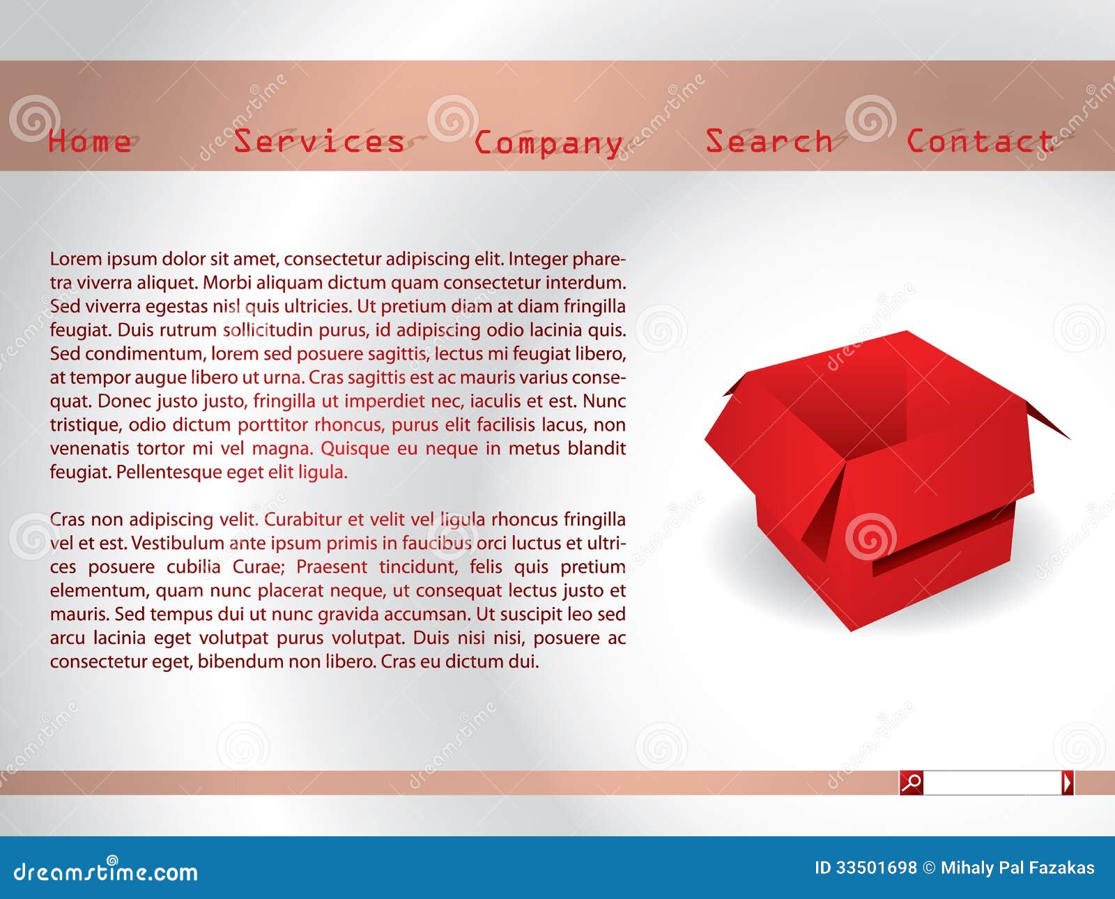 Website Template with Red Box Stock Vector - Illustration of navigation ...