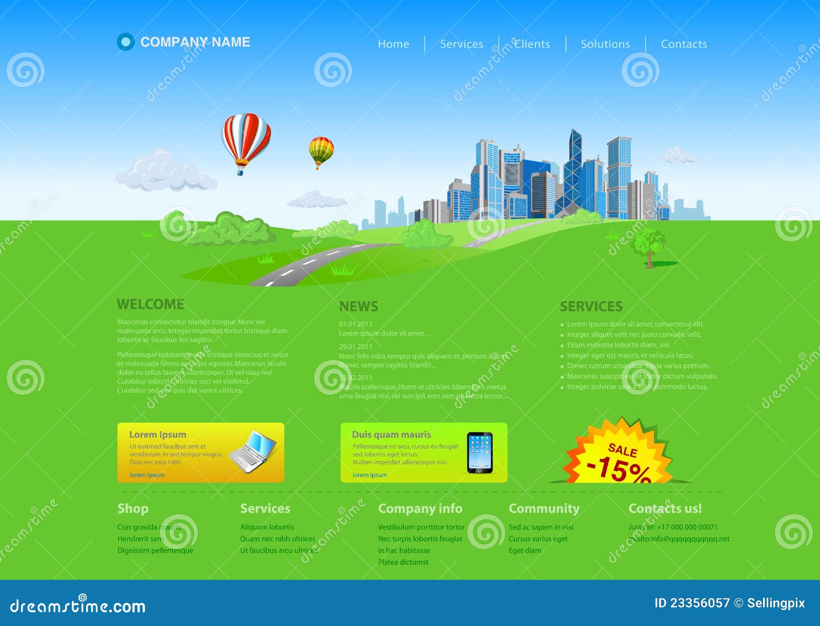 Website Template: Skyscraper City Stock Vector - Illustration of ...