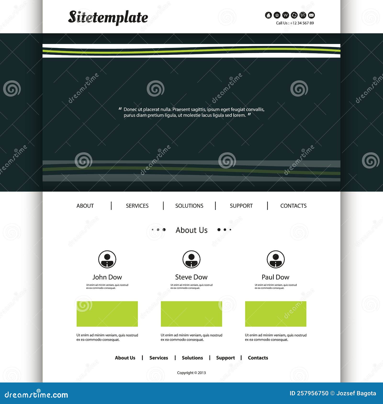 Website Template with Striped Header Stock Vector - Illustration of ...