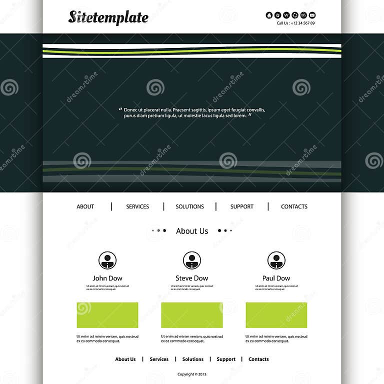 Website Template with Striped Header Stock Vector - Illustration of ...