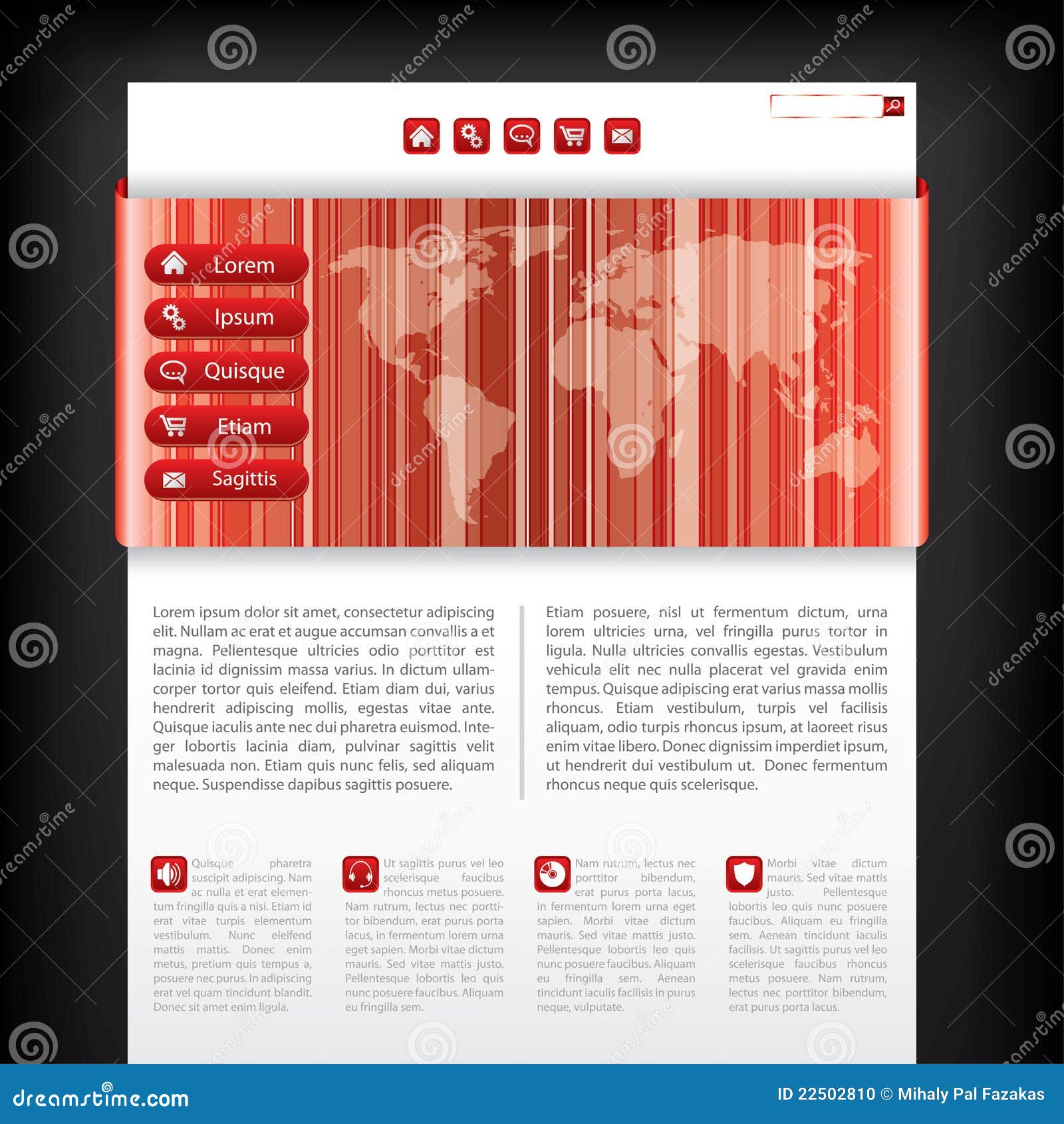 Website Template with Striped Map Design Stock Vector - Illustration of ...