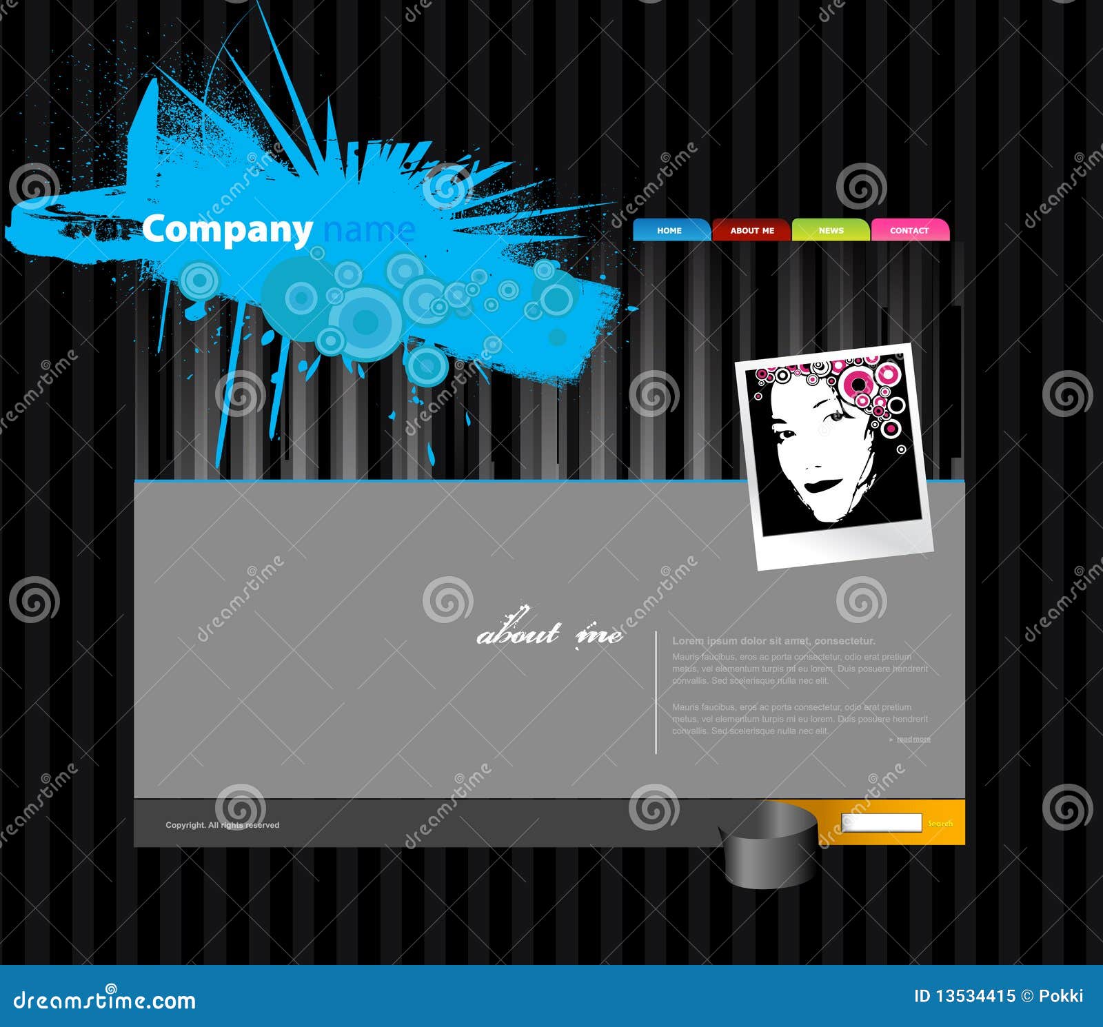 Website Template with Stripes. Stock Vector - Illustration of site ...