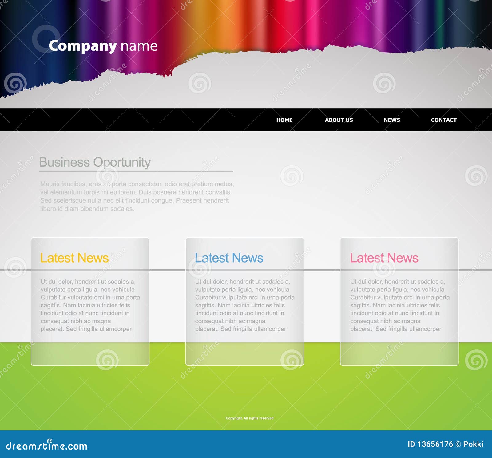 Website Template with Stripes. Stock Vector - Illustration of sidebar ...