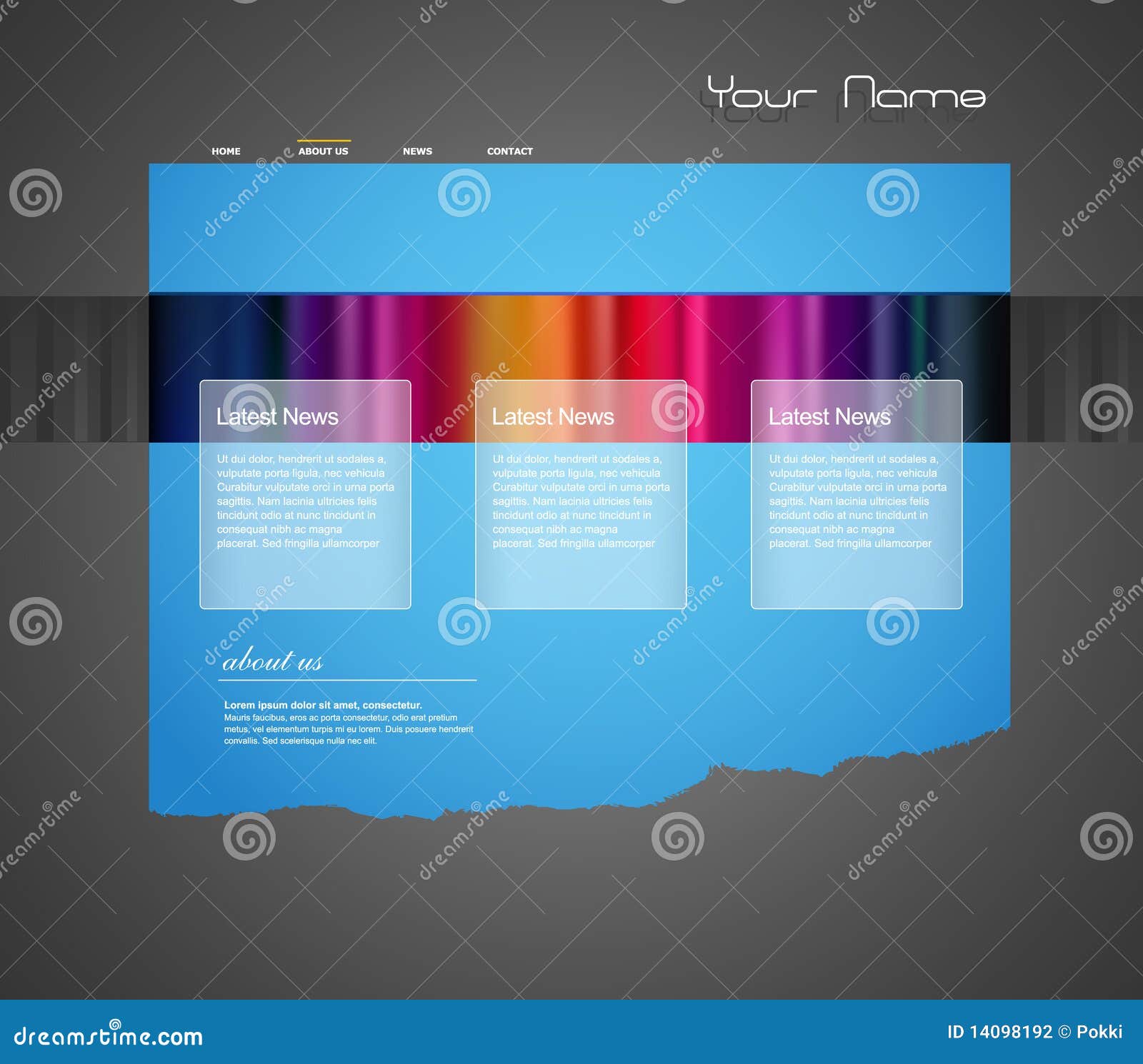 Website Template with Stripes. Stock Vector - Illustration of blue ...