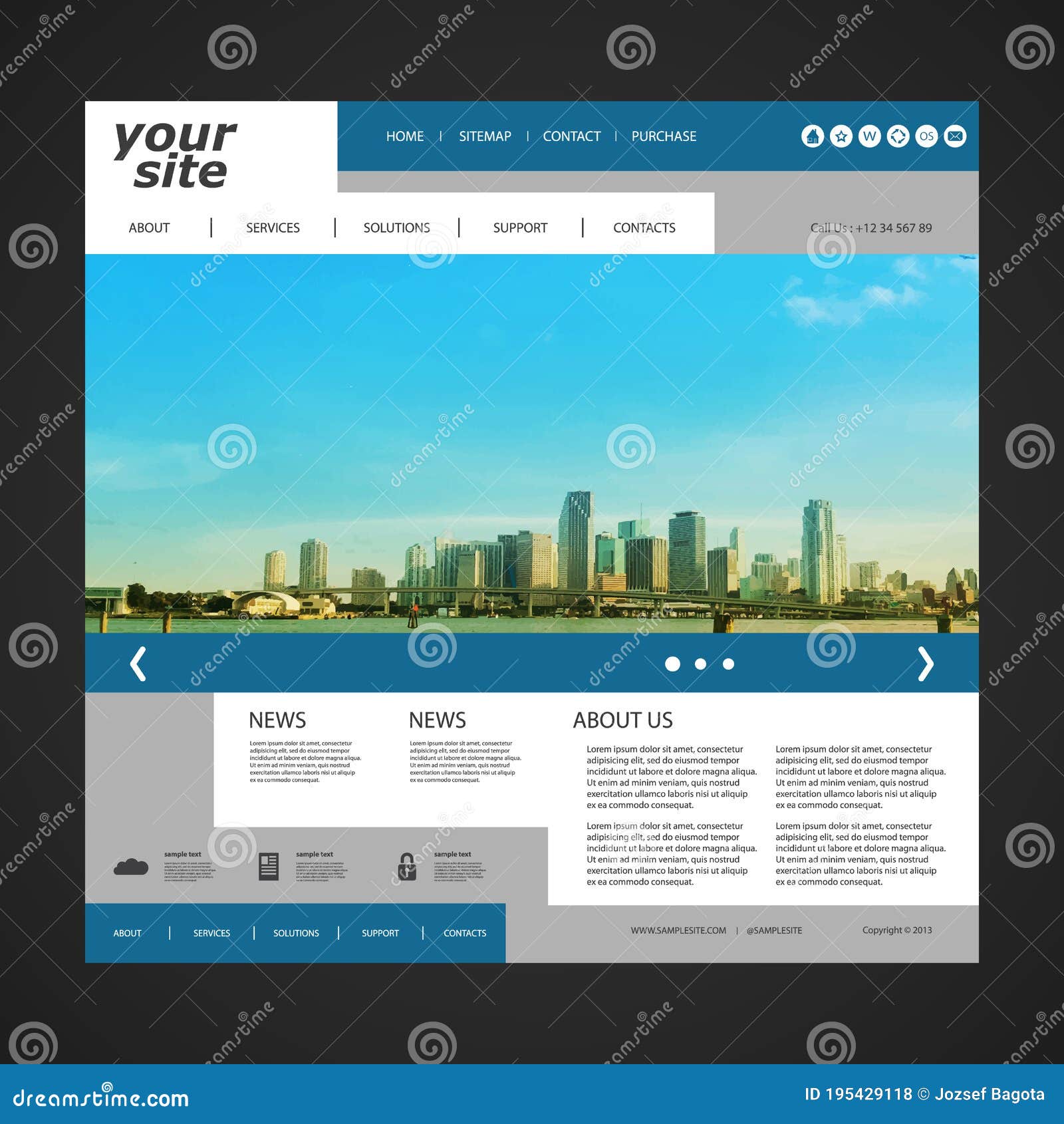 Website Template with Unique Design - Miami Skyline Stock Vector ...