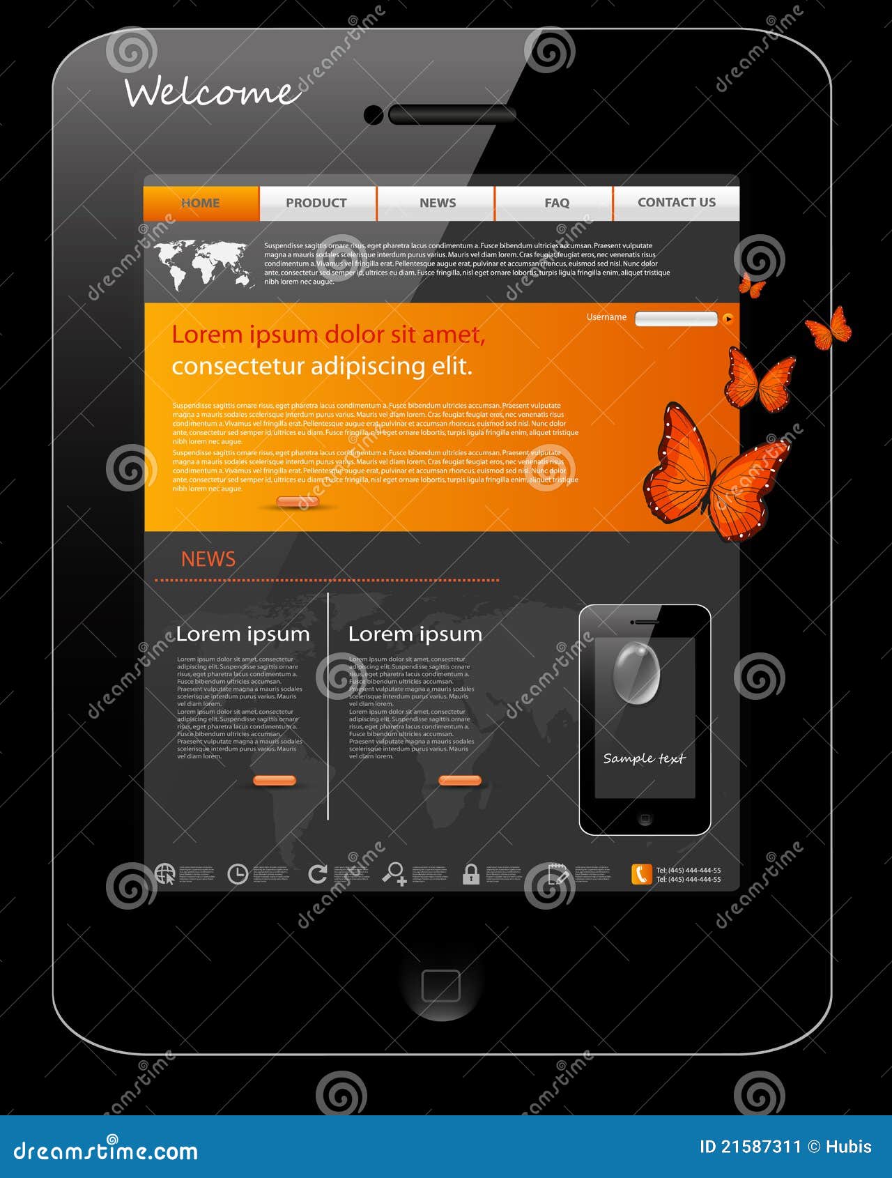 Website Template, Universal Phone Design Stock Vector - Illustration of ...