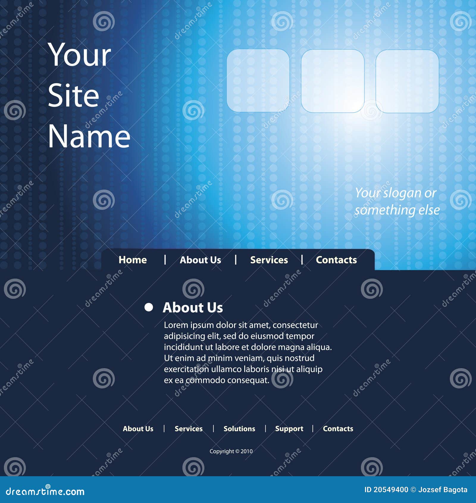 Website Template Vector stock vector. Illustration of blue - 20549400