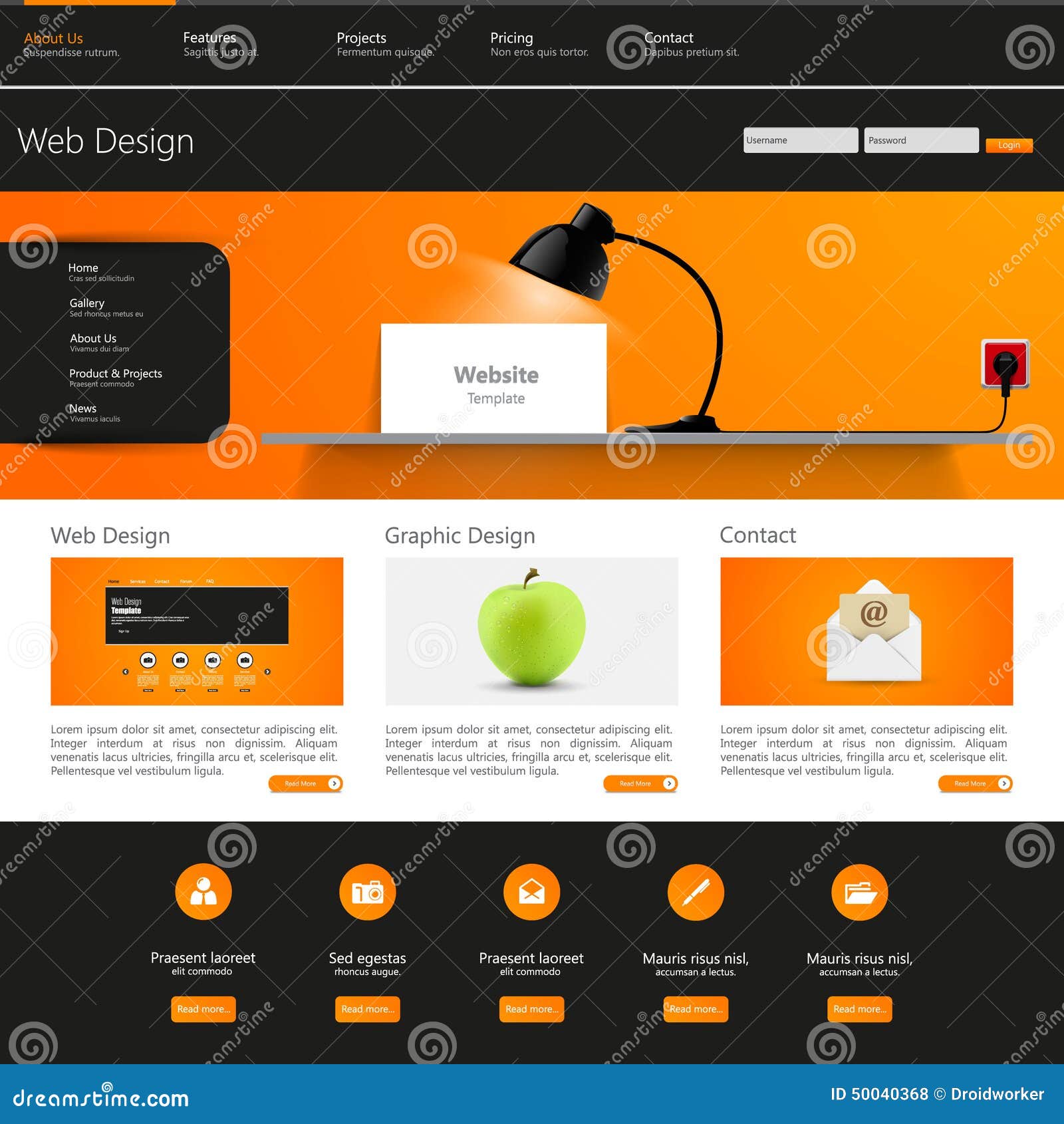 Website Template. Vector Illustration. Stock Vector - Illustration of interface, layout: 50040368