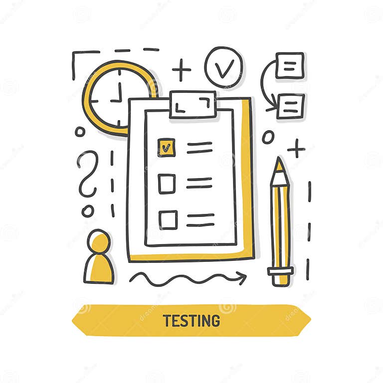 Website testing doodle stock illustration. Illustration of icon - 138701898