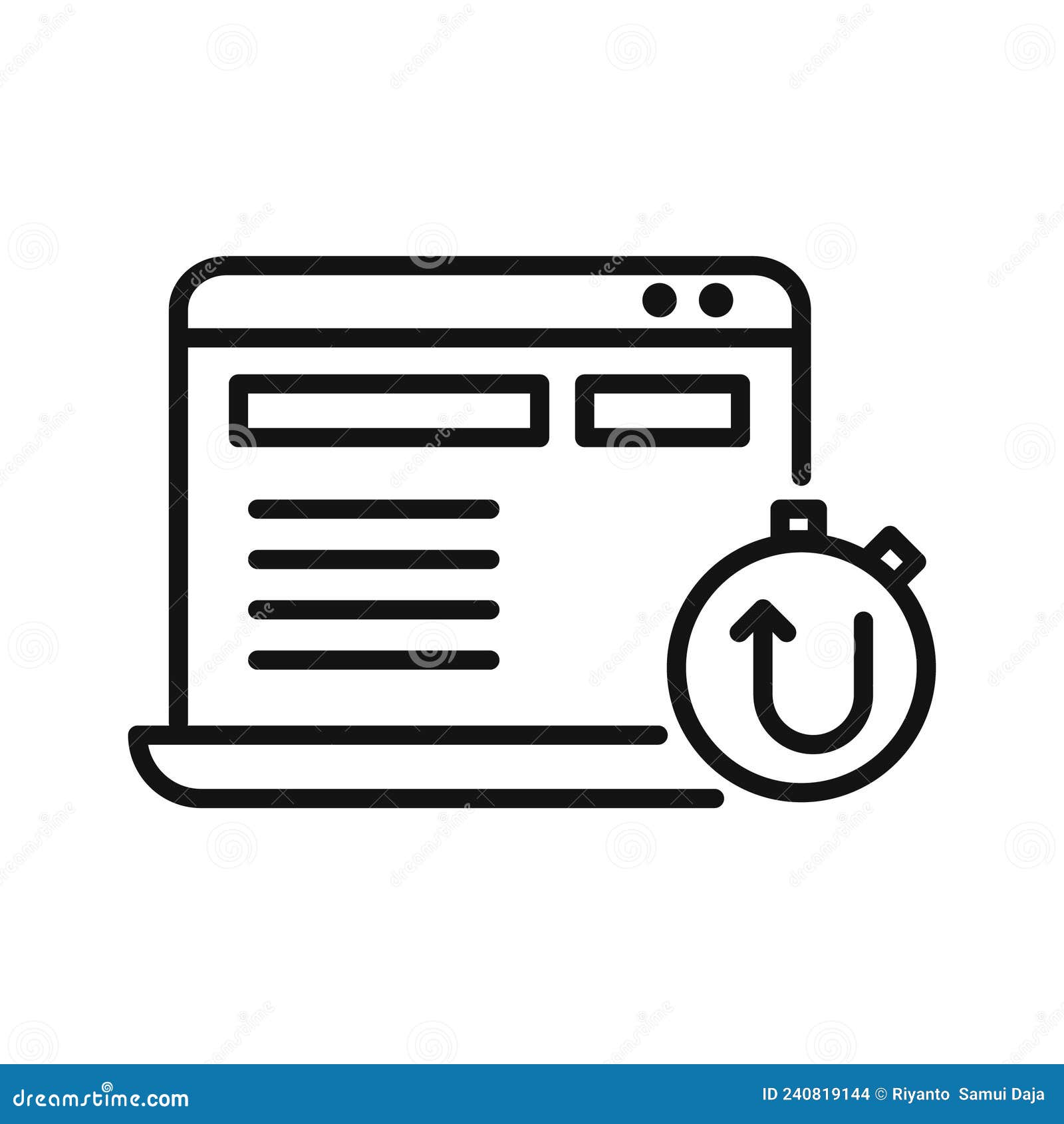 Website Uptime Black and White Illustration Stock Vector - Illustration ...