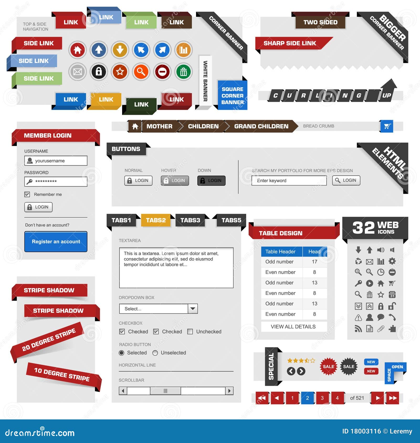 Website Web Design Elements Stock Vector - Illustration of black ...