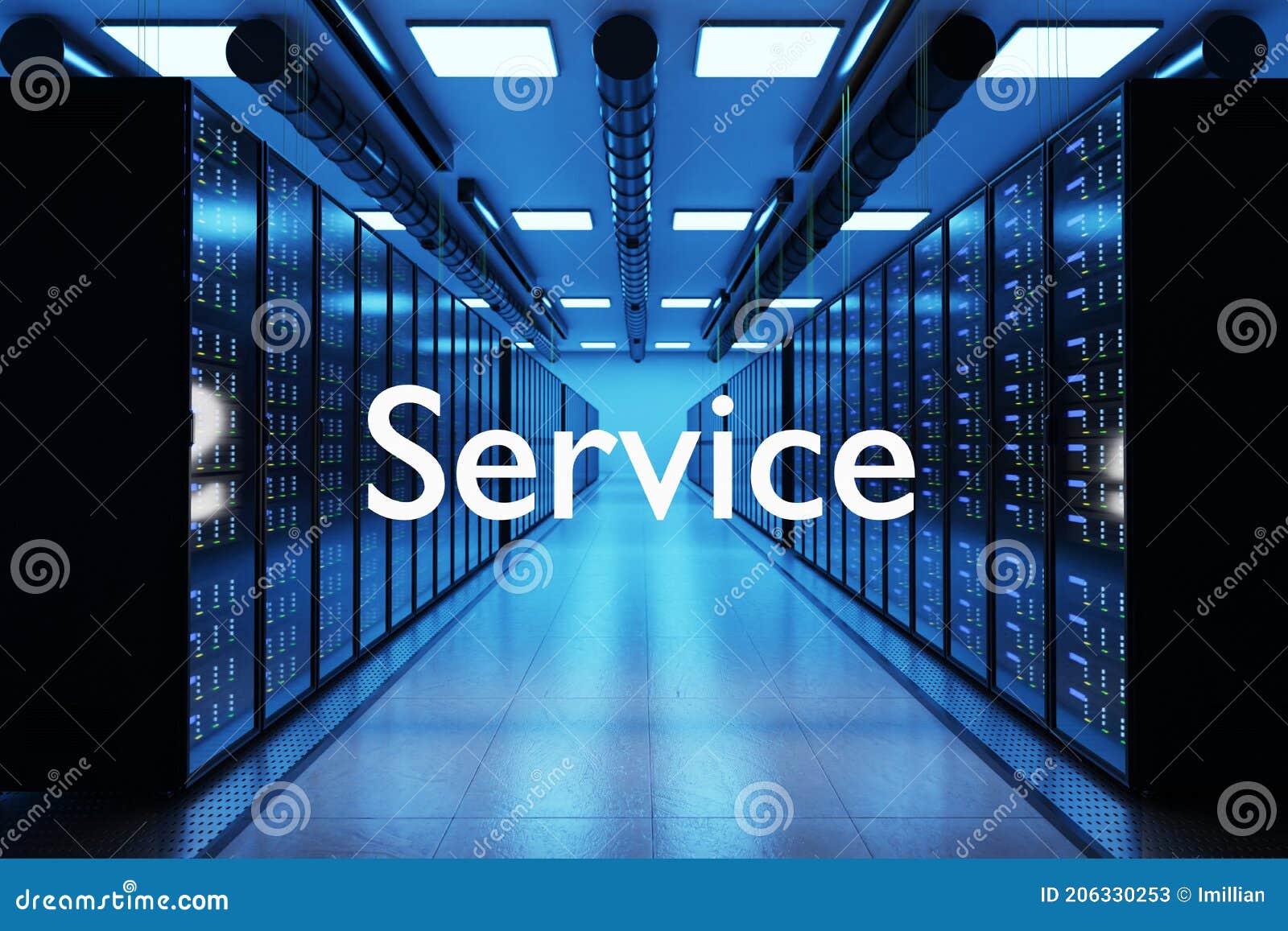 Webspace Service Logo in Large Modern Data Center with Multiple Rows of ...