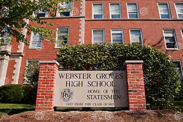 Webster Groves High School editorial photo. Image of landmark - 26129841