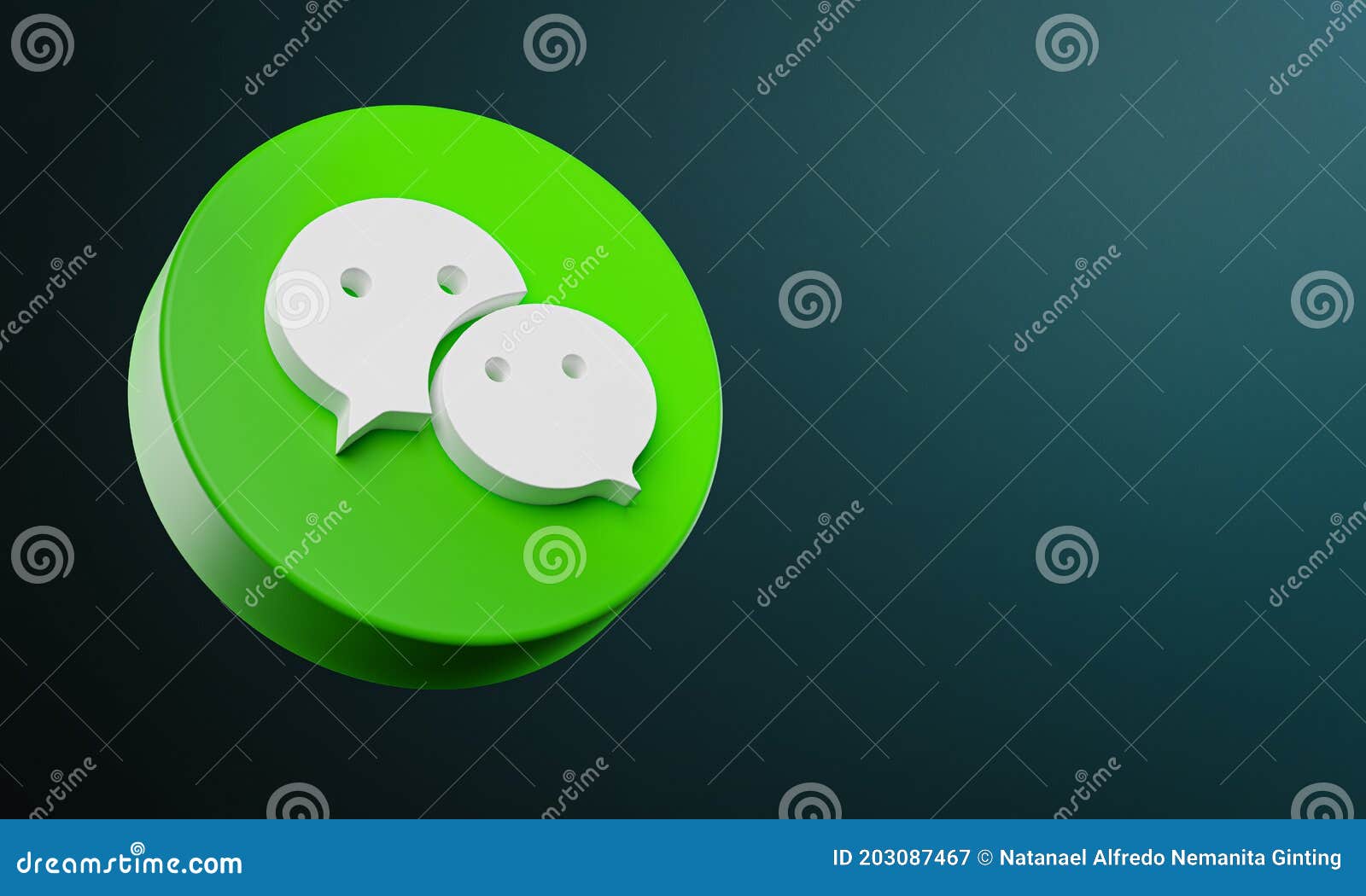 WeChat Circle Button Icon 3D on Dark Bakcgorund. Elegant Template Blank ...
